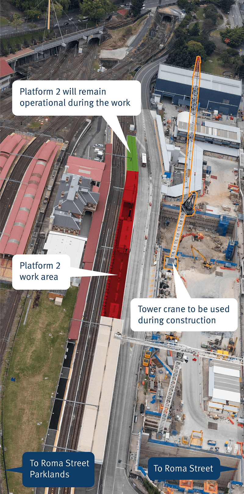 Changes to Roma Street station platform 2 - Cross River Rail