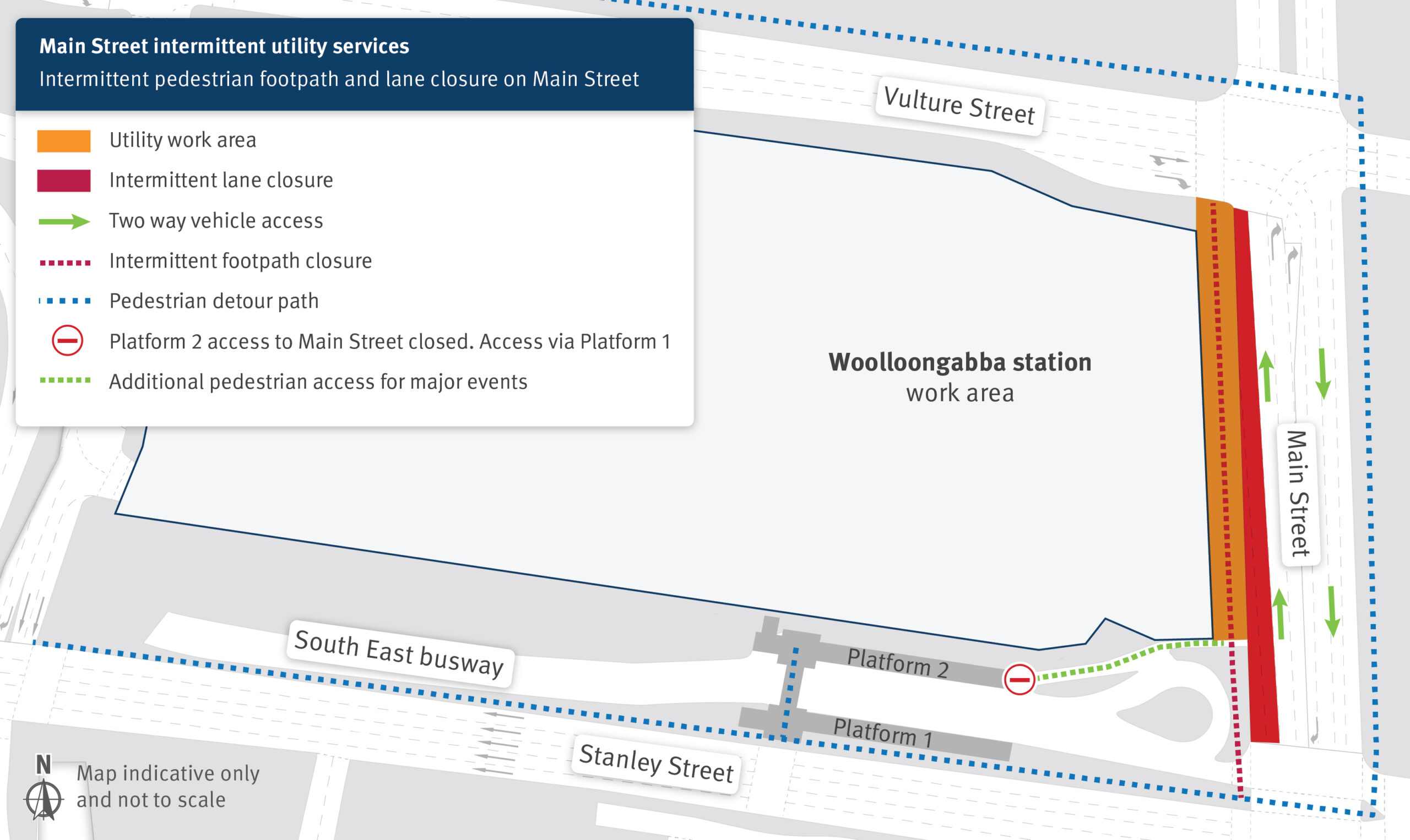 Main Street – temporary footpath and lane closure - Cross River Rail